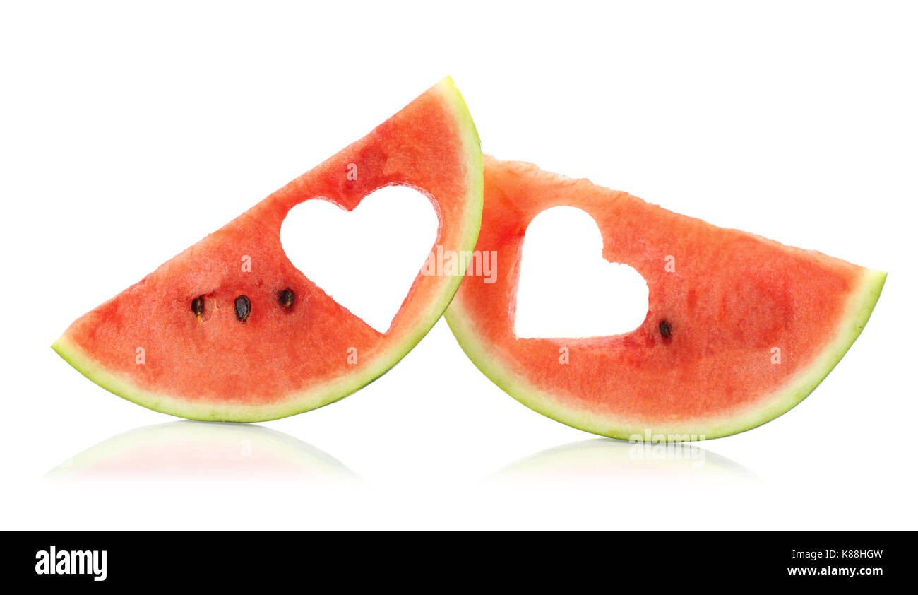 Summer love. Watermelon slices couple Stock Photo - Alamy