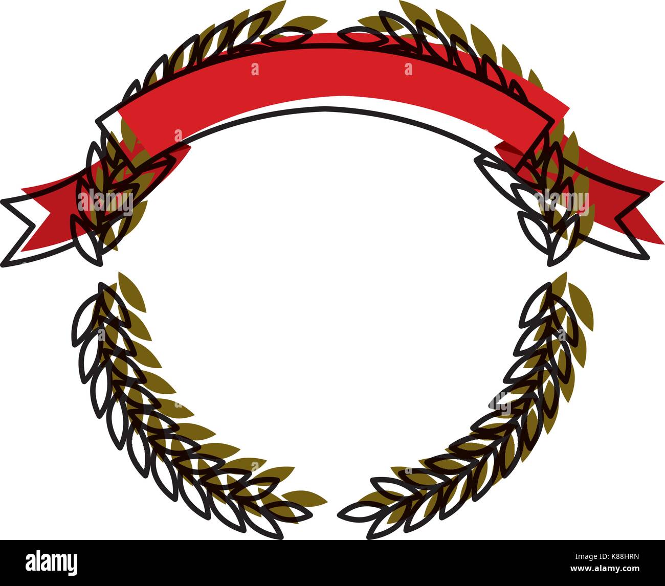 green olive branches forming a circle with red ribbon on top colorful ...