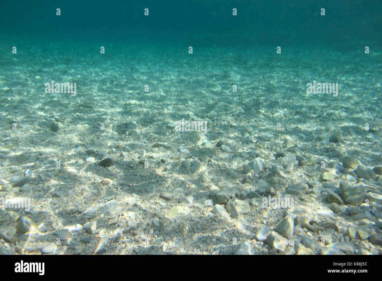 Underwater sea view background of transparent clear water, sea bottom ...