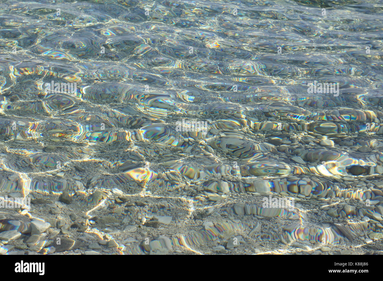 Beautiful background of crystal clear transparent sea water at sunny ...