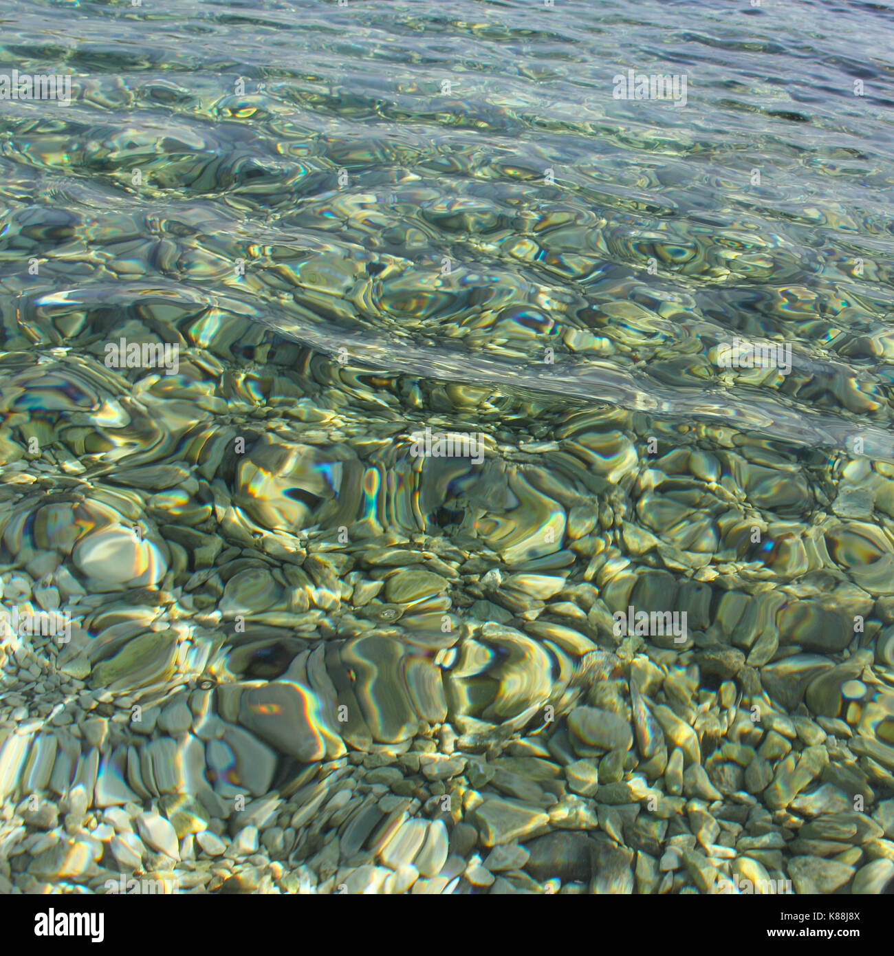 Beautiful background of crystal clear transparent sea water at sunny ...