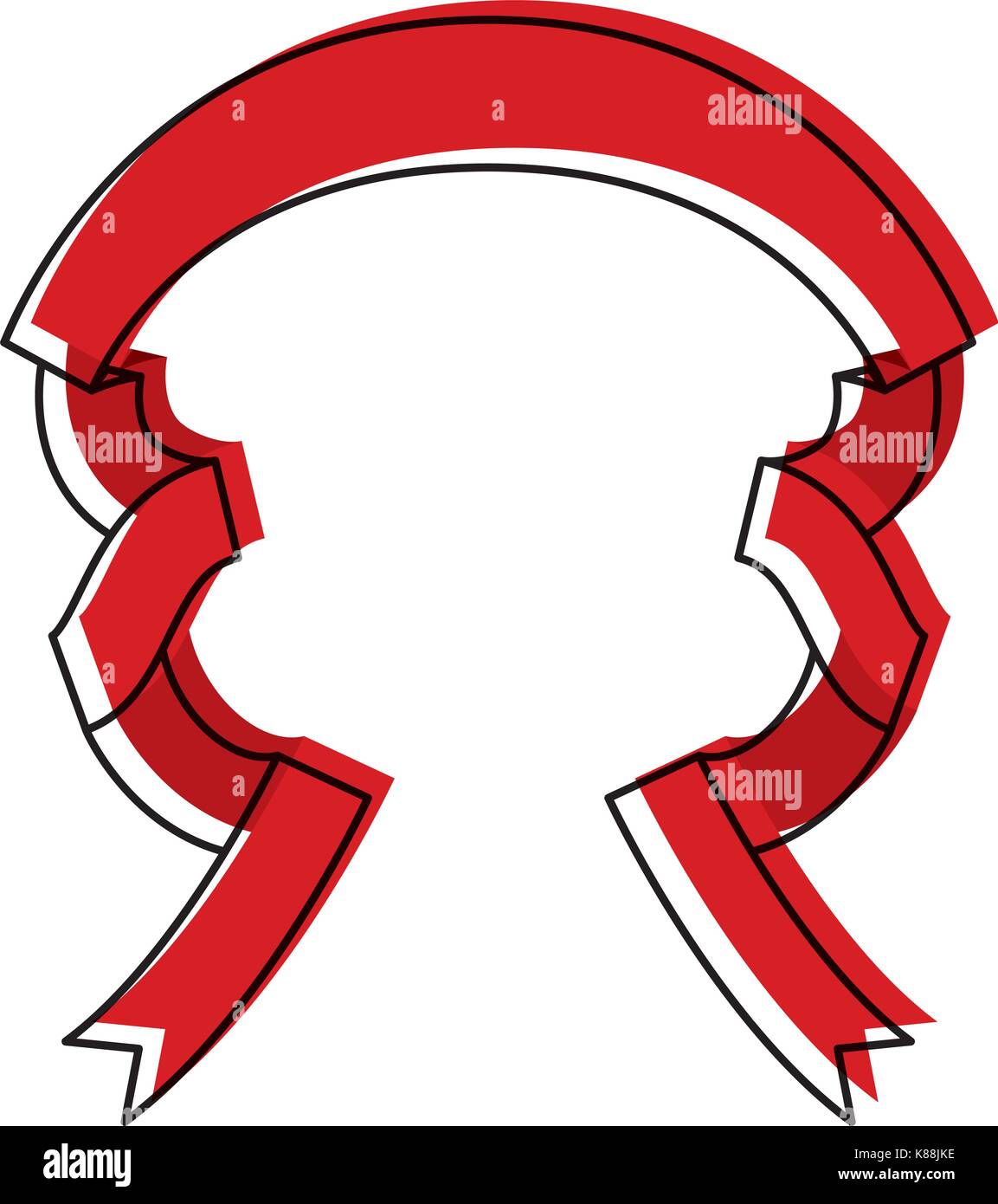 ribbon decorative in red watercolor silhouette in shape of arch with ...
