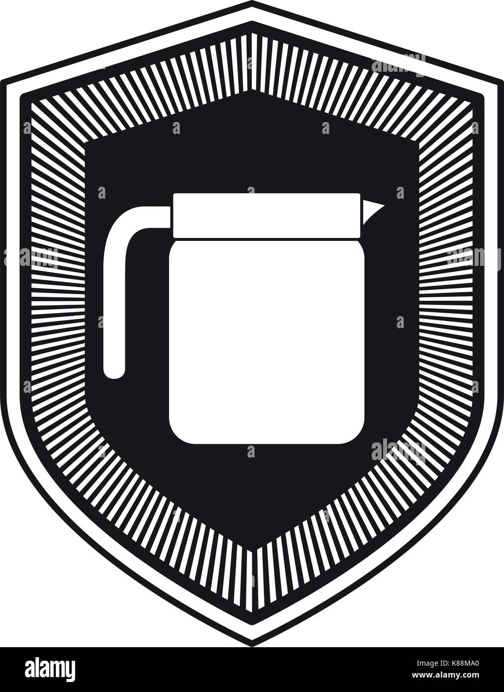 decorative logo shield of glass jar with handle on white background ...