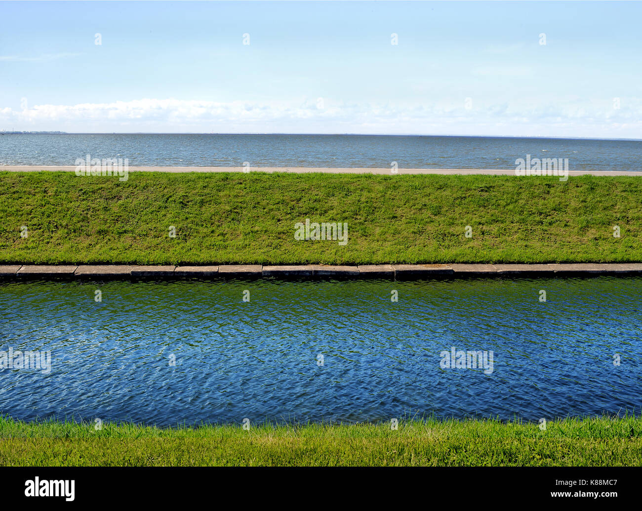 River and sea in parallel with green grass (with a greetings to Andreas ...