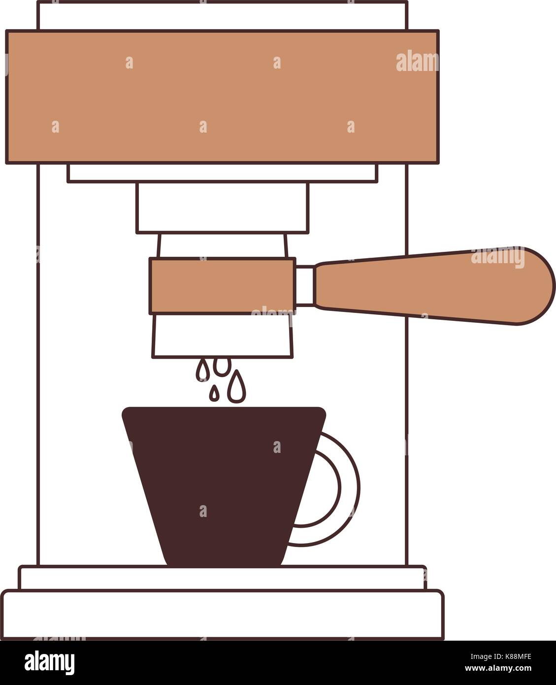 coffee espresso machine front view silhouette color section on white ...