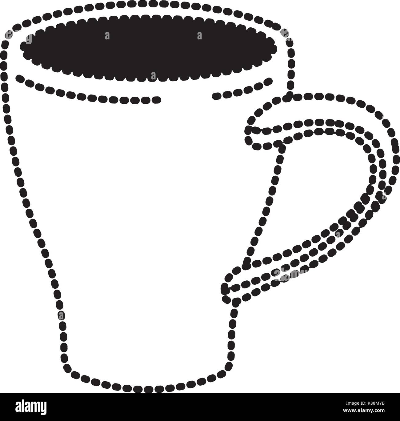porcelain mug of coffee with handle silhouette dotted monochrome on ...