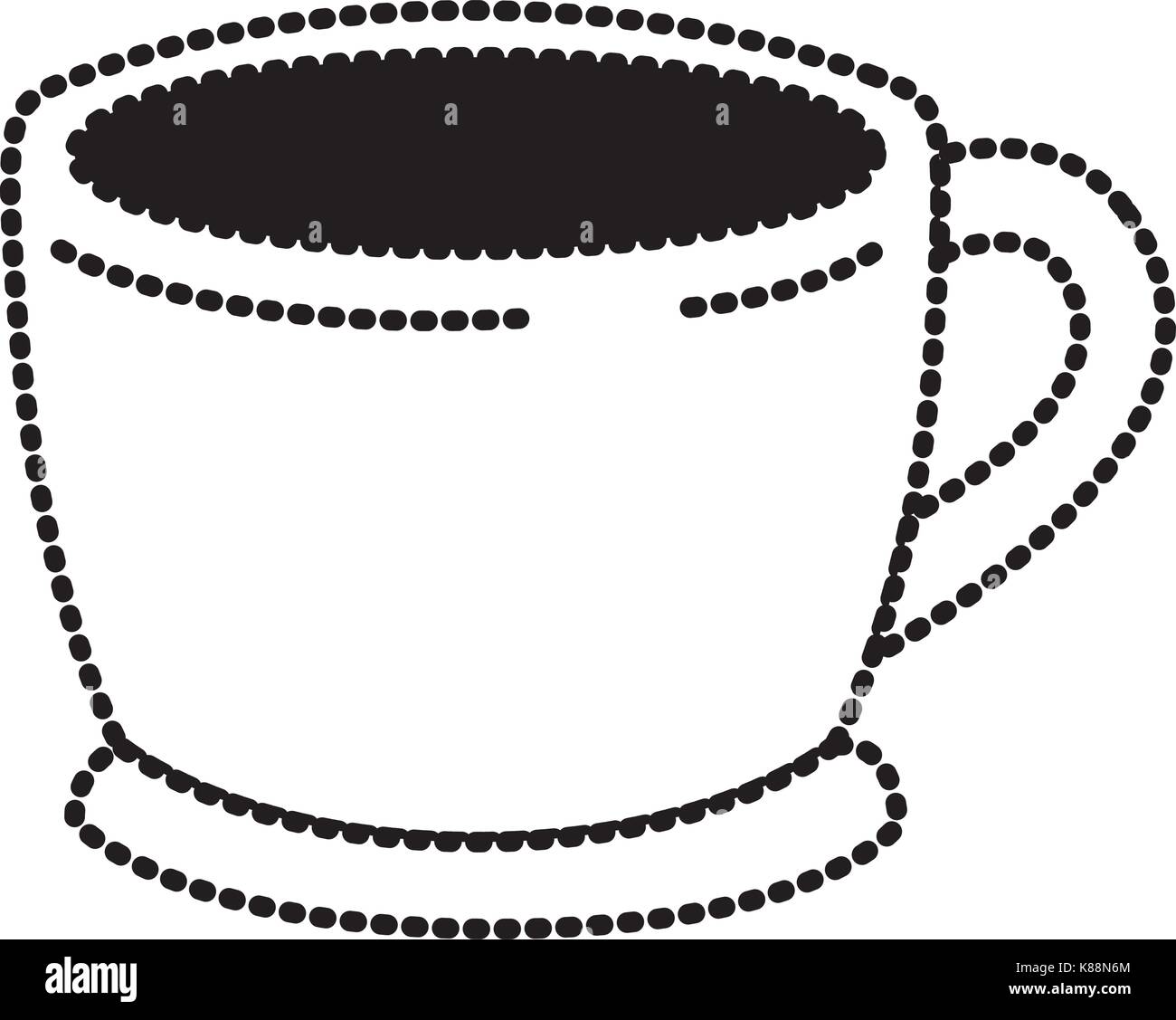 cup of coffee with handle silhouette dotted monochrome on white ...