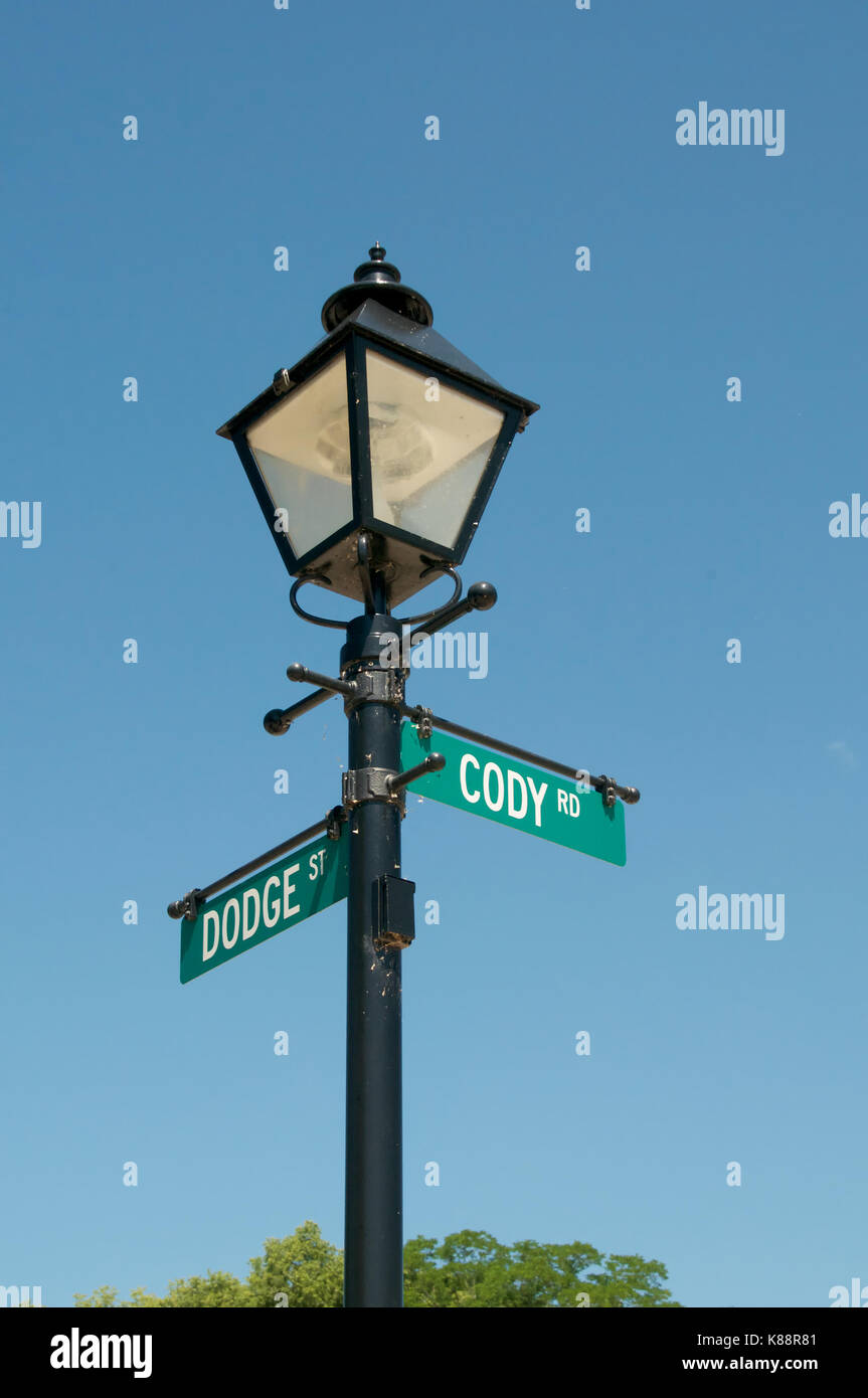 Street sign at intersection of Dodge Street and Cody Road in Le Claire ...