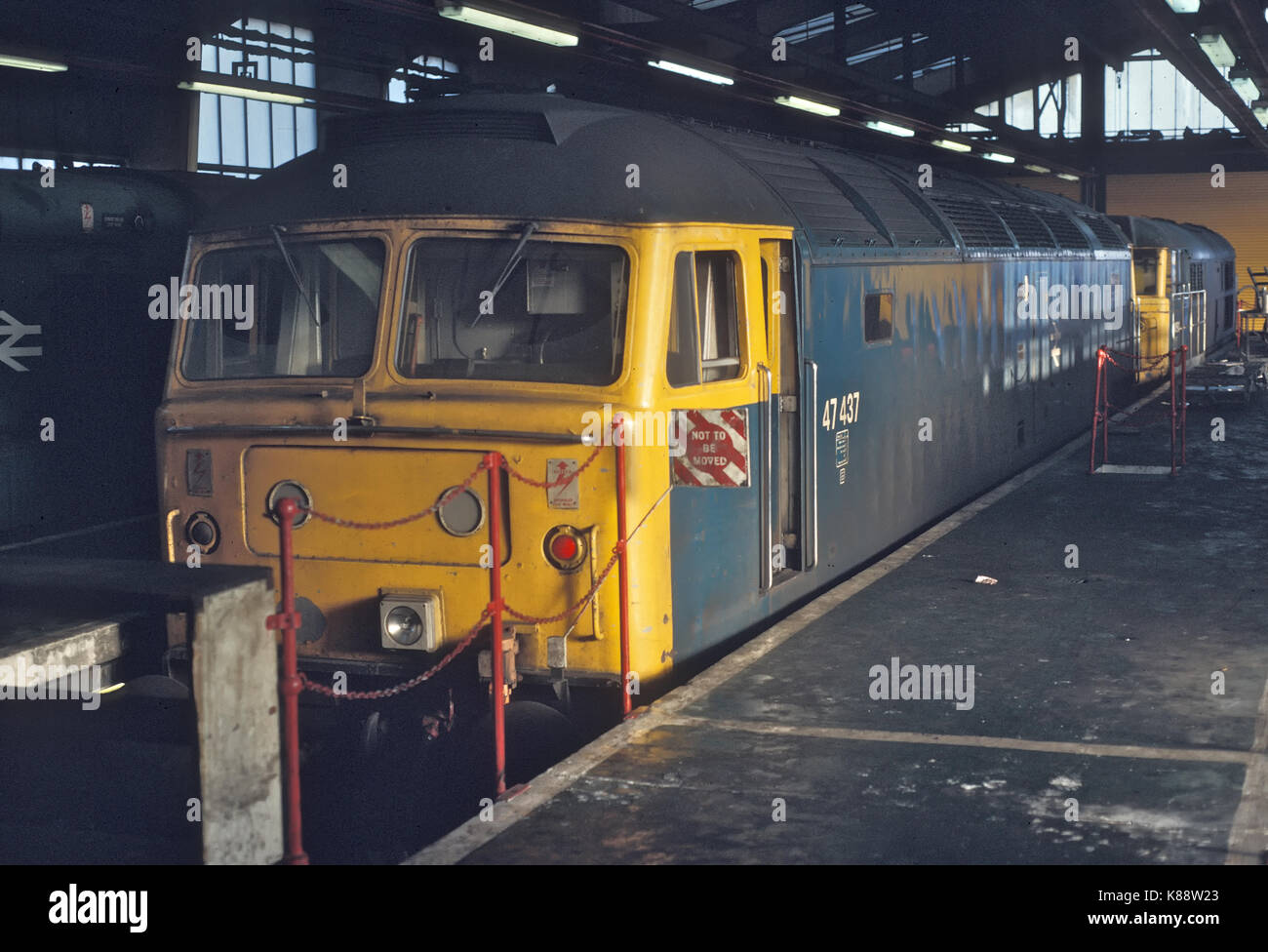 Class 47 locomotive inside Stratford Depot in East London in the 1980's ...