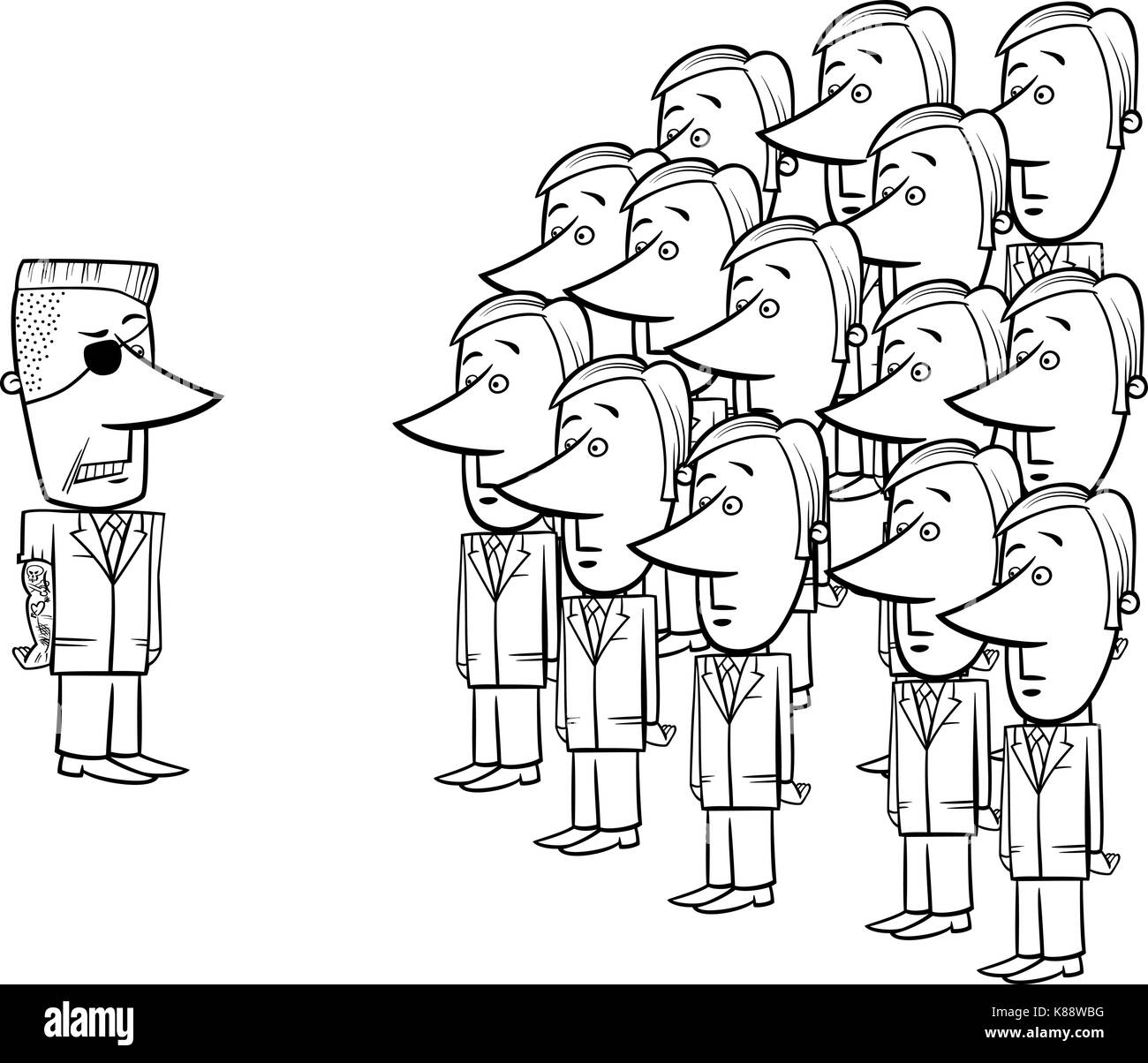 Black and White Concept Cartoon Illustration of Young Corporate ...