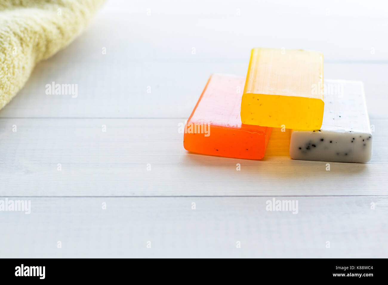 color fragrant soap. spa concept background Stock Photo - Alamy