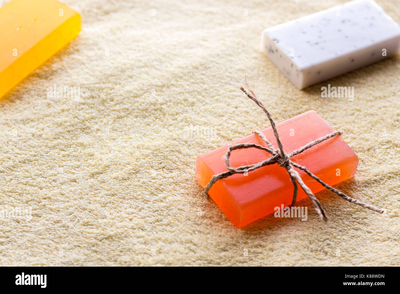color fragrant soap. spa concept background Stock Photo - Alamy