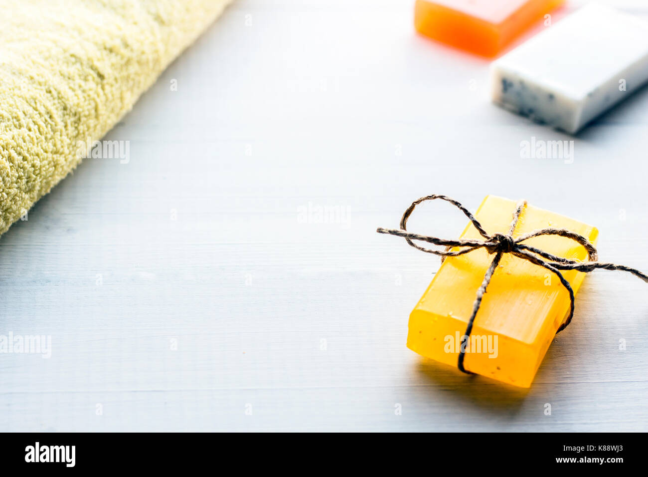 color fragrant soap. spa concept background Stock Photo - Alamy