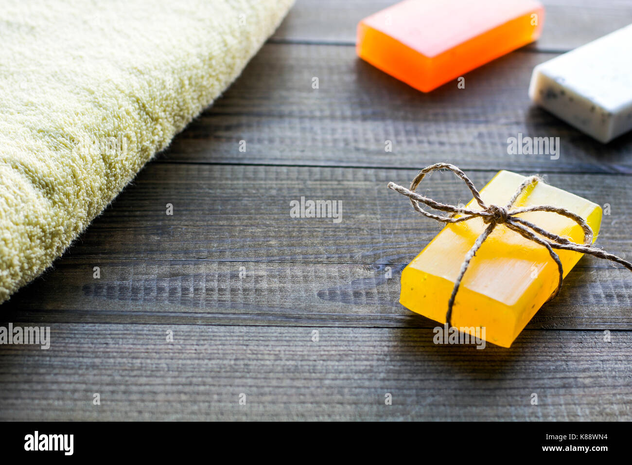 color fragrant soap. spa concept background Stock Photo - Alamy