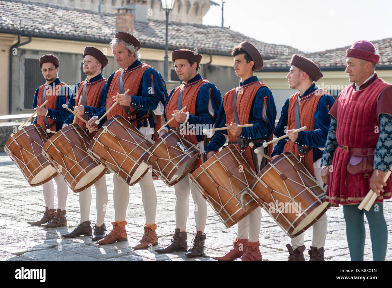 Drummers performing during the annual Medieval Days Festival held in ...