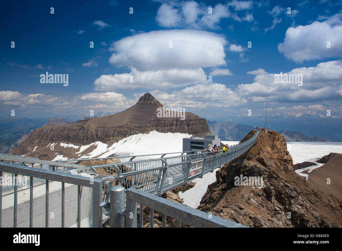 Vaud,Switzerland - July 11,2015: Peak Walk bridge.Peak Walk is a ...