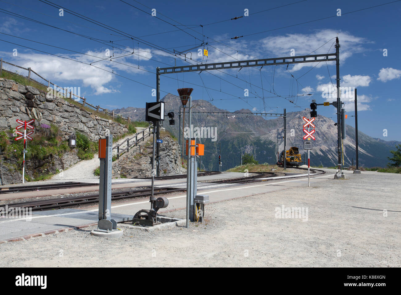 Alp Grum, Switzerland - July 7,2015: Alp Grum railway station is ...