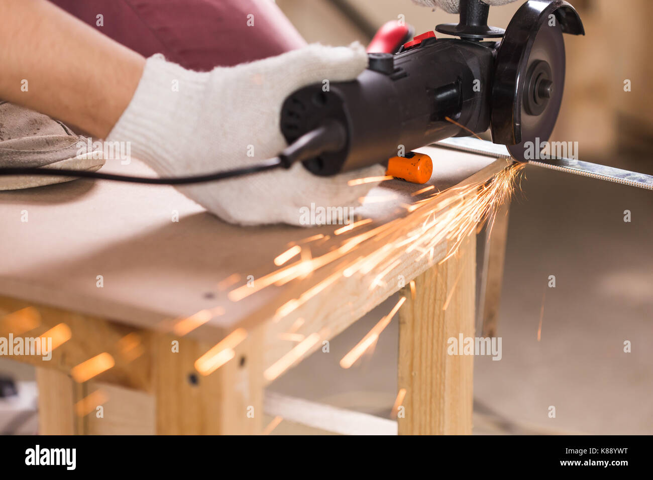 Angel grinder make a flash sparks Stock Photo - Alamy