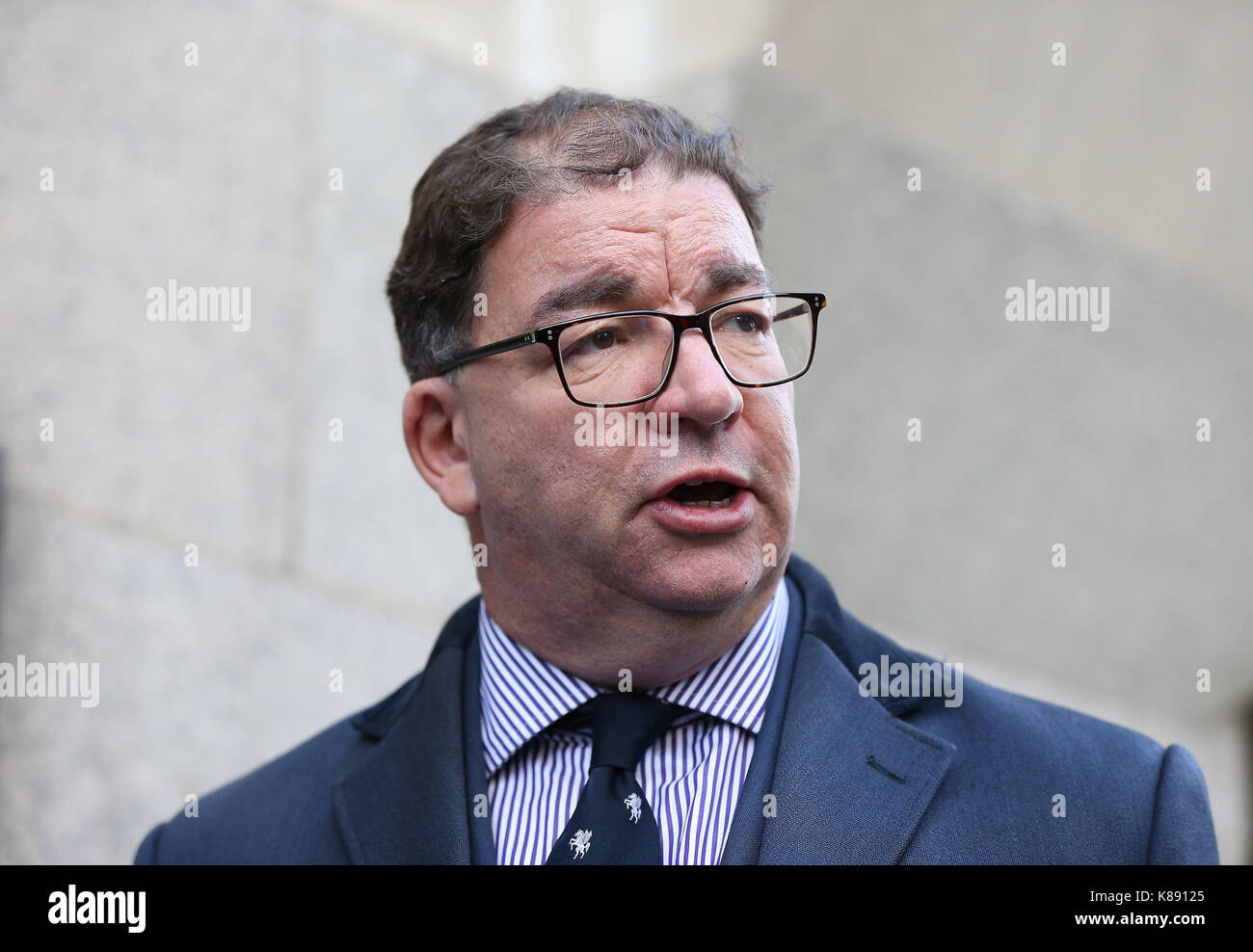 Charlie alliston's QC speaking outside the Old Bailey in central London ...