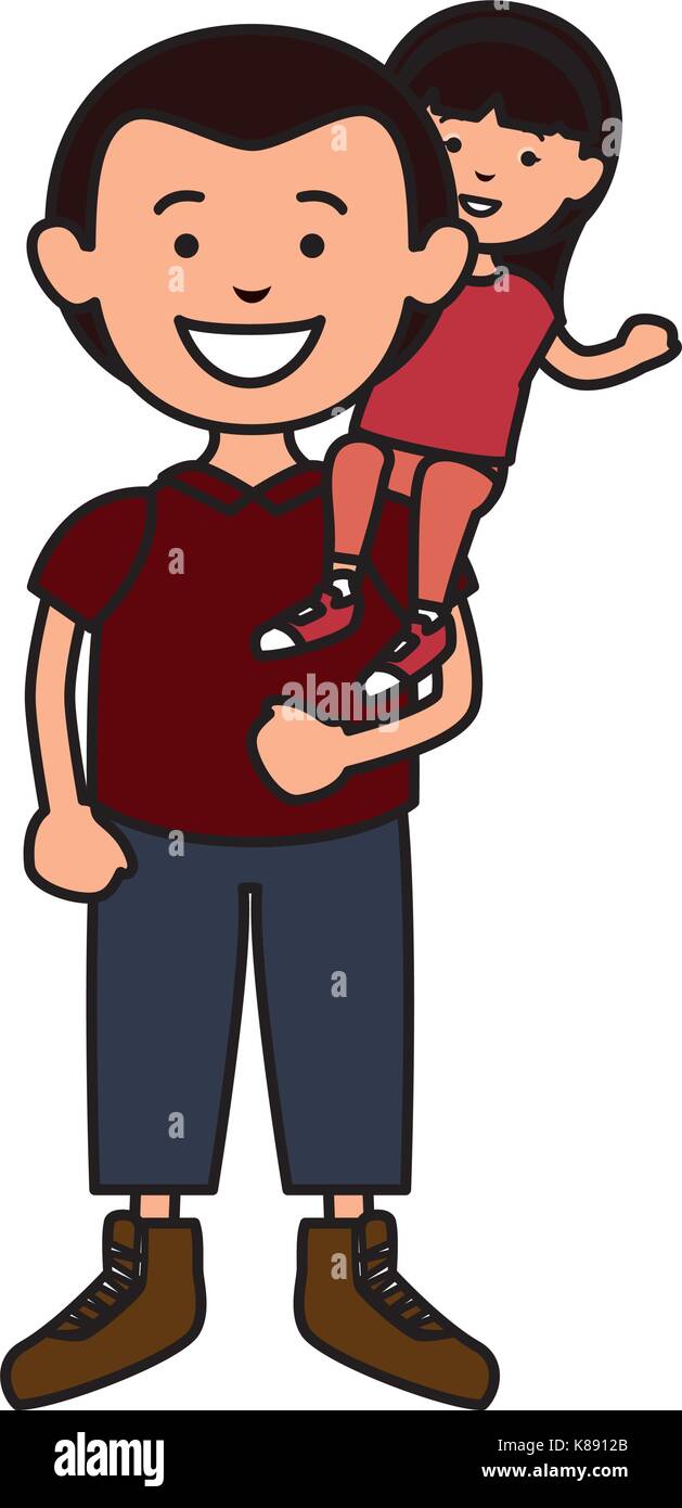 father with daughter avatars characters vector illustration design ...