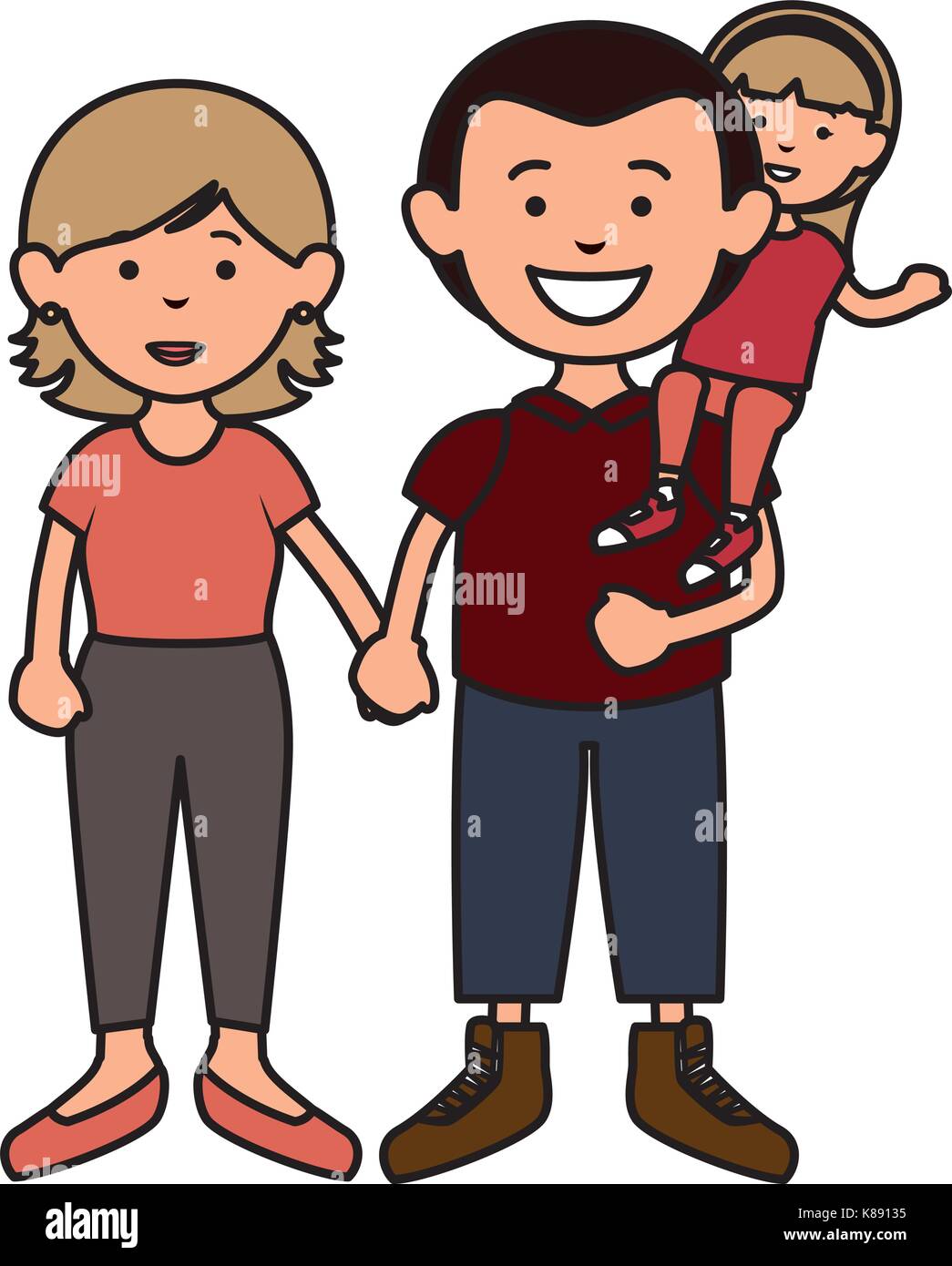 parent couple with daughter avatars characters vector illustration ...