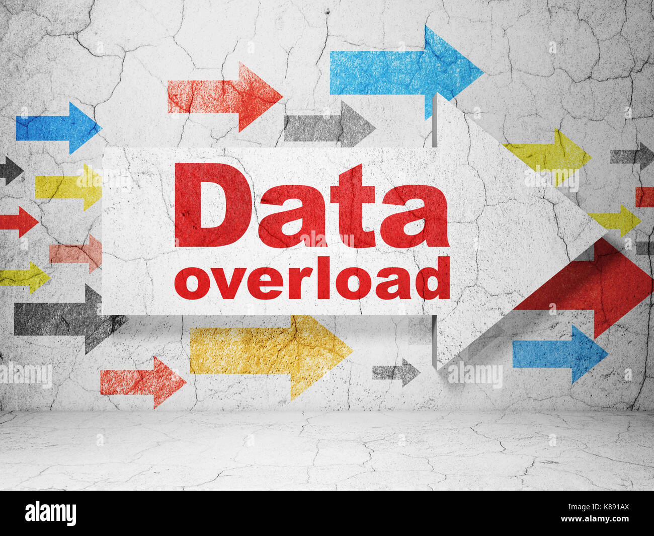 Data concept: arrow with Data Overload on grunge wall background Stock ...
