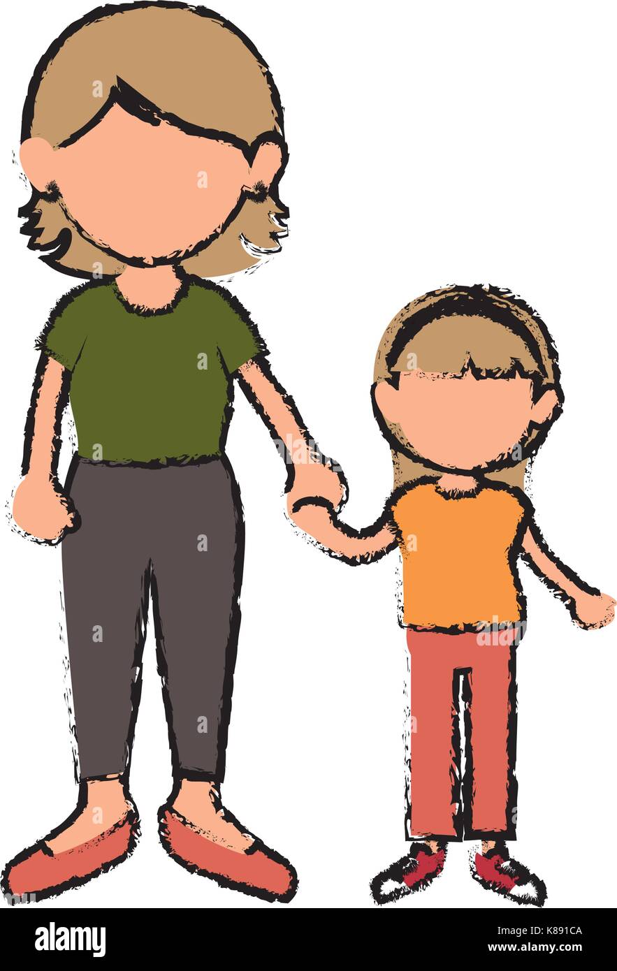 mother with daughter avatars characters vector illustration design ...