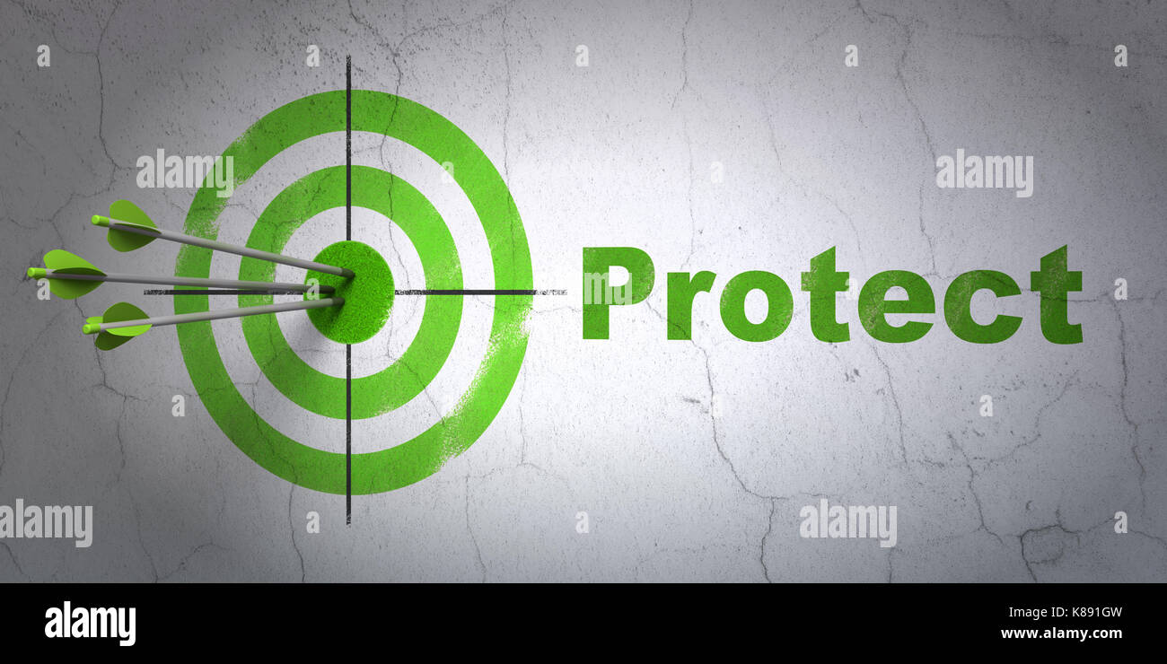 Safety concept: target and Protect on wall background Stock Photo - Alamy