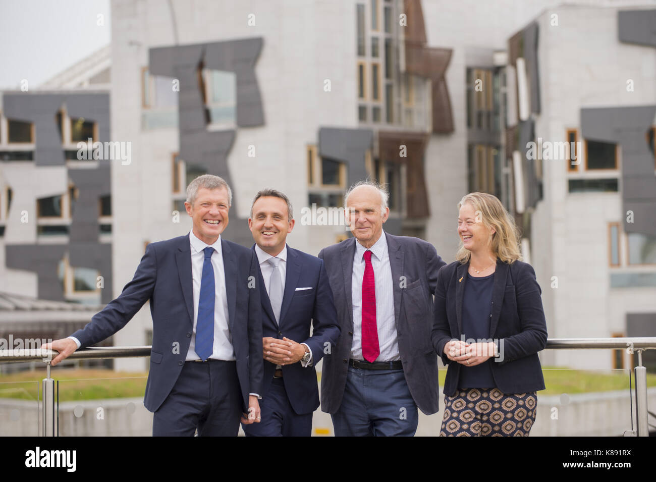 Liberal Democrat politicians attend a photocall at Dynamic Earth in ...
