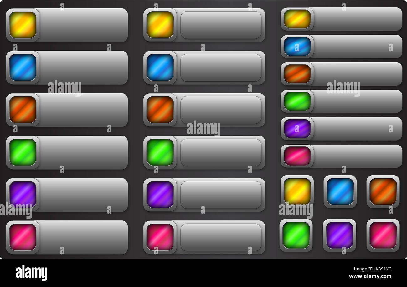 Web button set. Internet empty colorful rectangular buttons Stock Photo ...