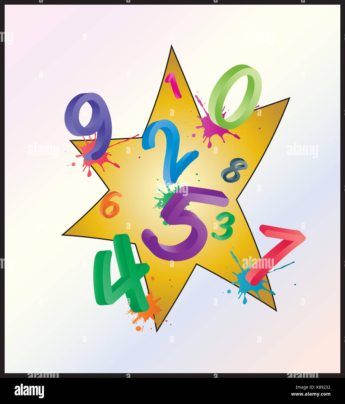 Image of colorful math background with cartoon numbers, digits. Funny ...