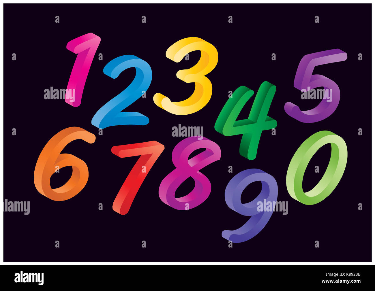 Set of colorful cartoon numbers, digits. Funny and cheerfull ...