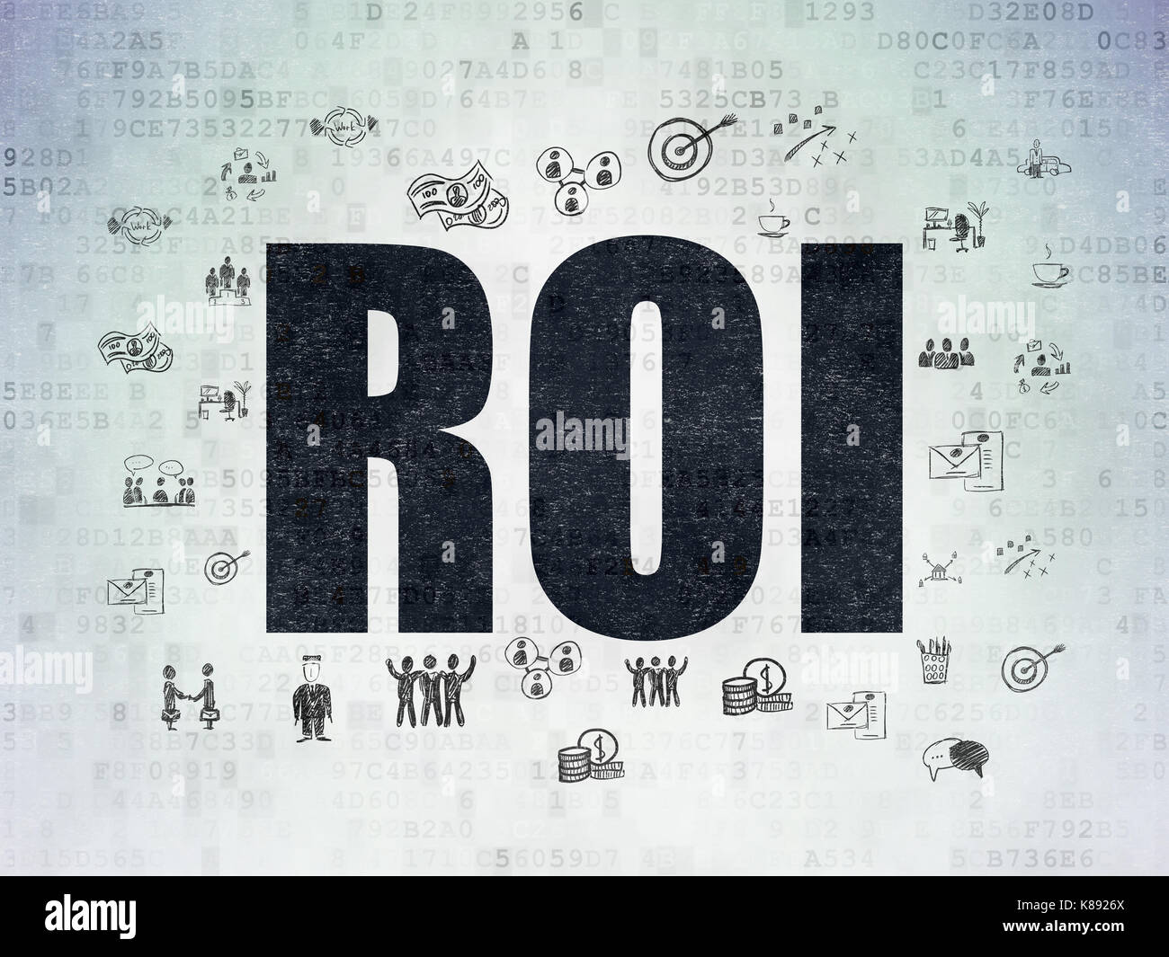 Business concept: ROI on Digital Data Paper background Stock Photo - Alamy