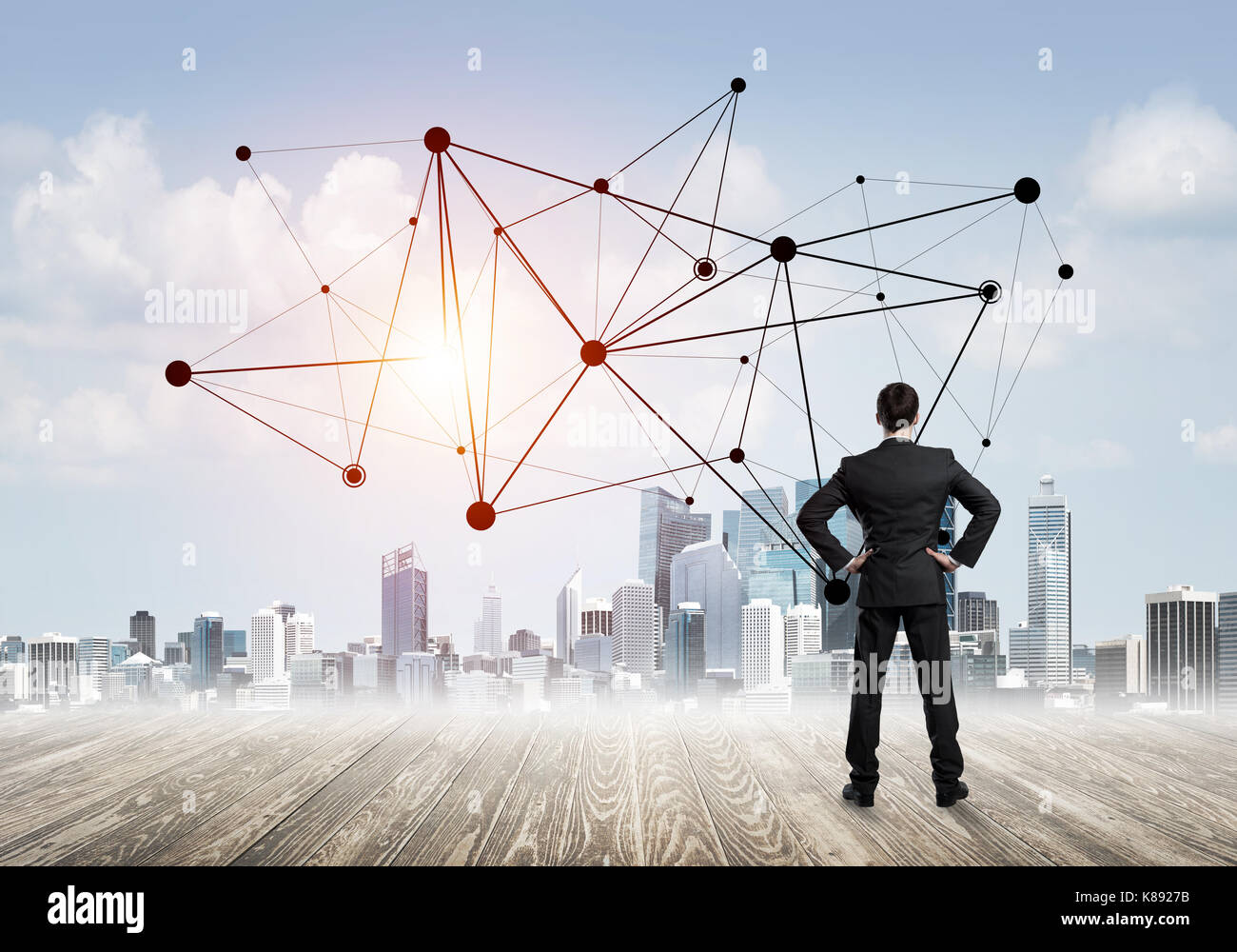 International business networking and social connection against modern ...