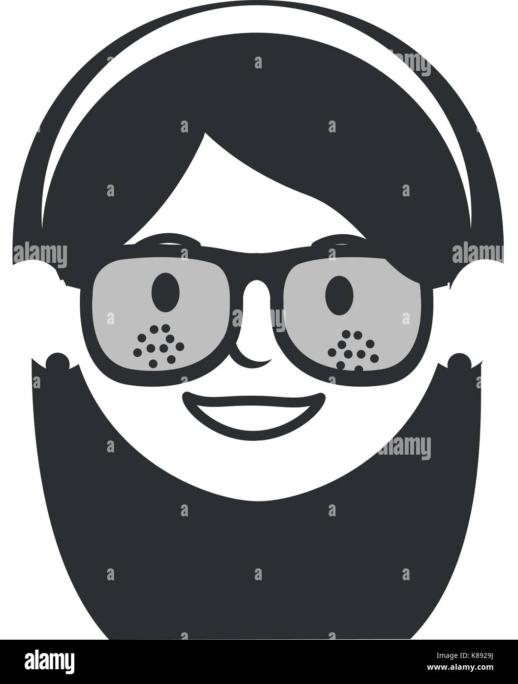 beautiful woman head with glasses avatar character vector illustration ...