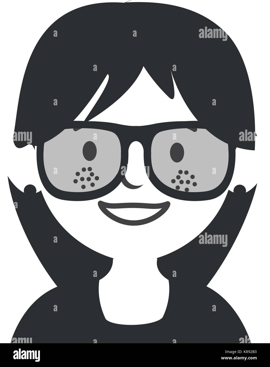 beautiful woman with glasses avatar character vector illustration ...