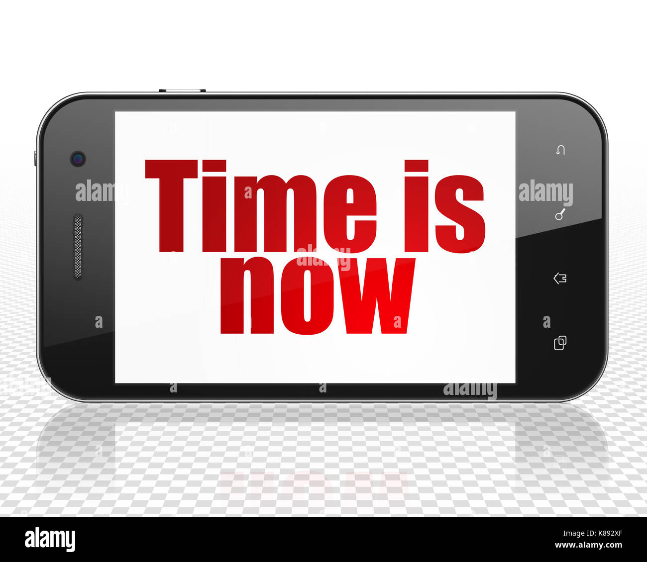 Timeline concept: Smartphone with Time is Now on display Stock Photo ...