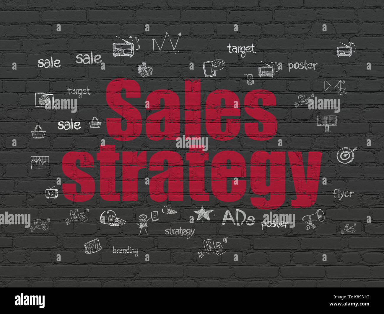 Advertising concept: Sales Strategy on wall background Stock Photo - Alamy