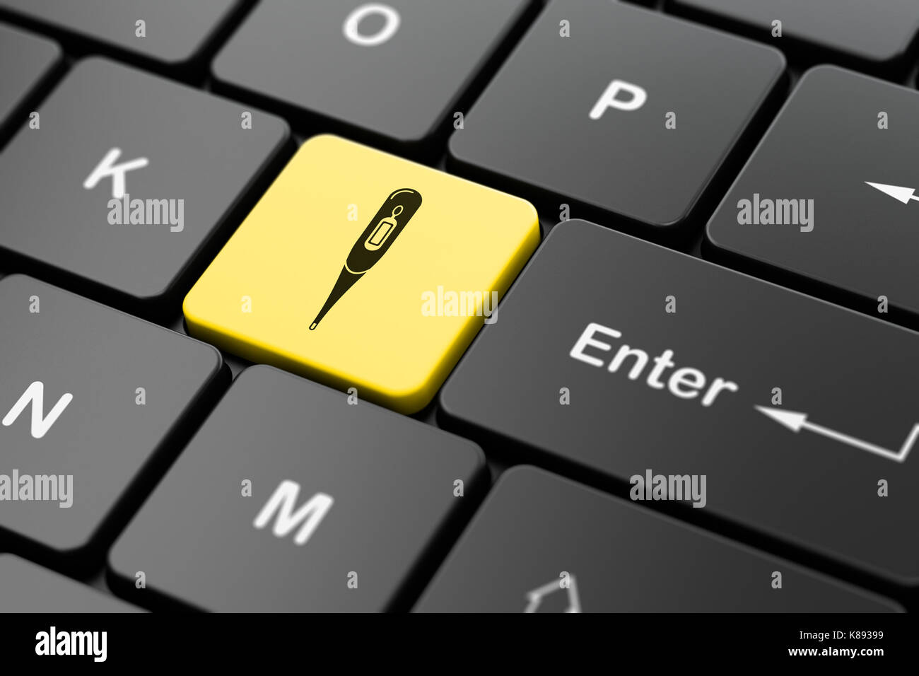 Healthcare concept: Thermometer on computer keyboard background Stock ...