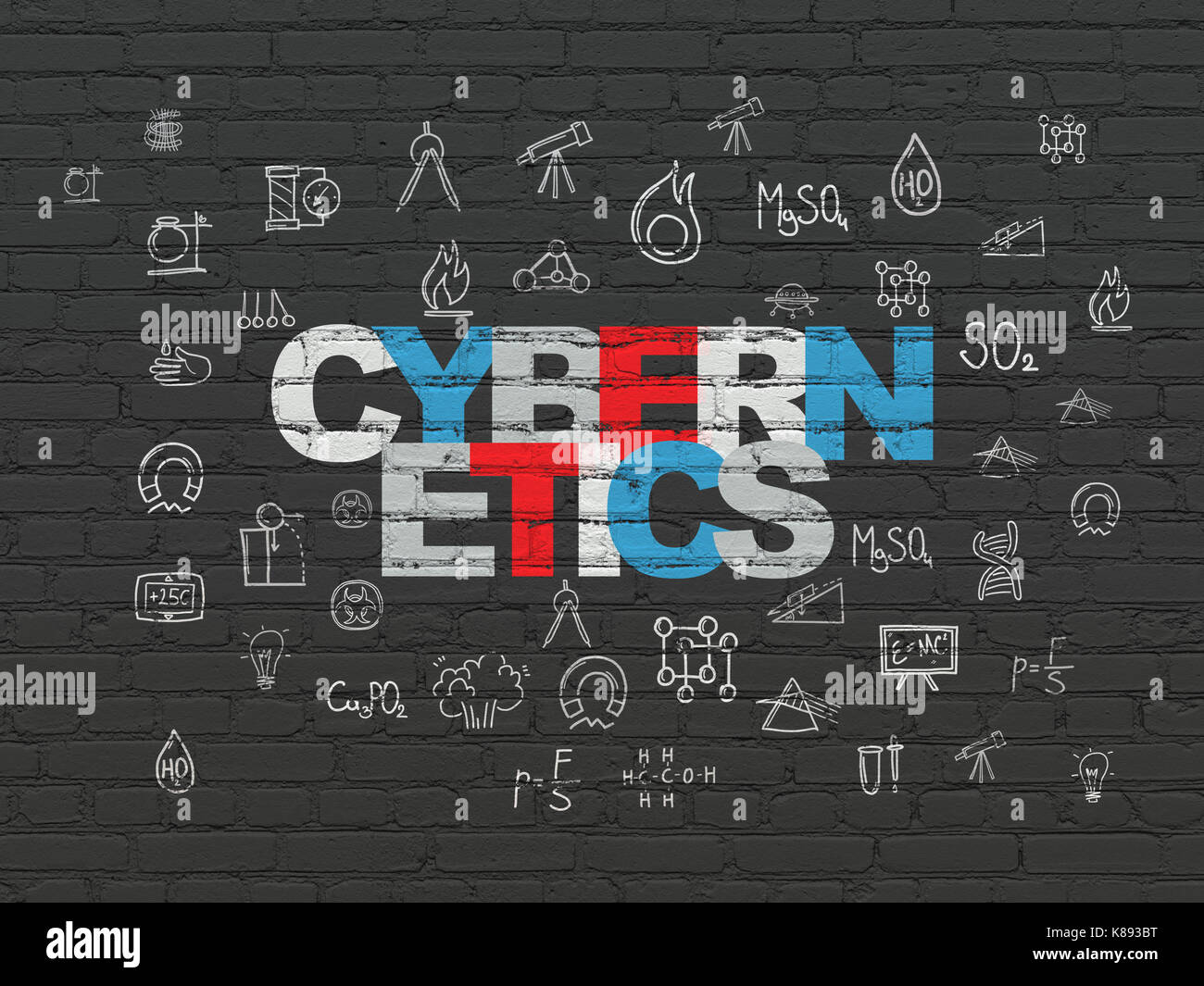 Science concept: Cybernetics on wall background Stock Photo - Alamy