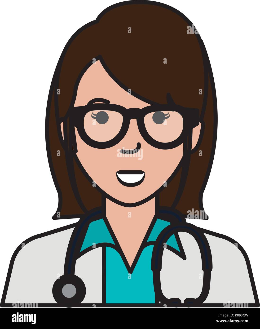 female doctor with stethoscope avatar character vector illustration ...