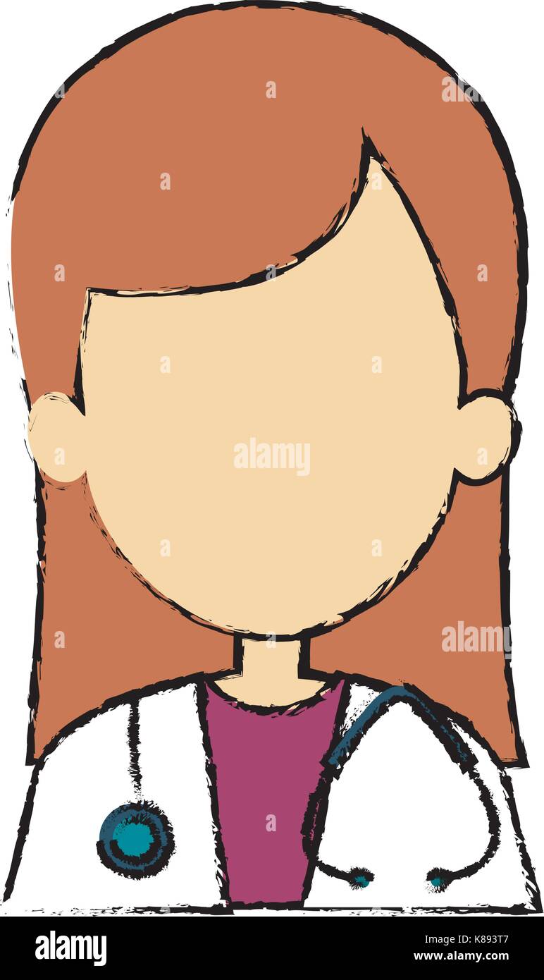 female doctor with stethoscope avatar character vector illustration ...