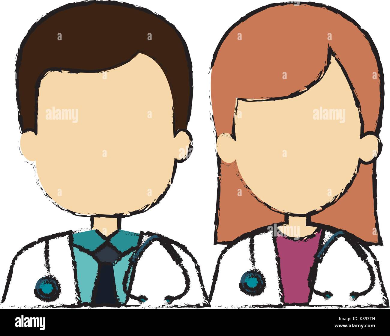 doctors couple with stethoscope avatars characters vector illustration ...