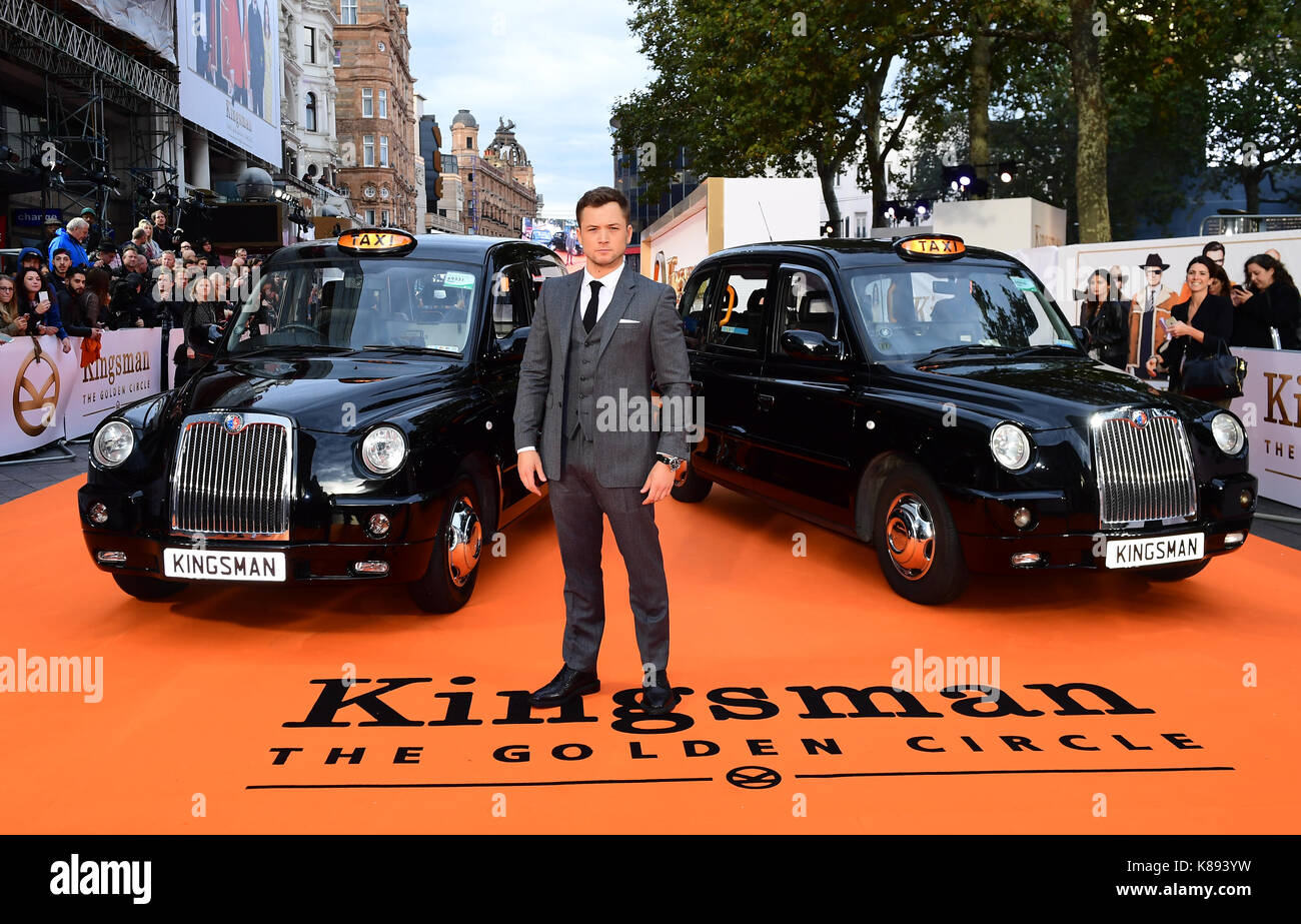 Taron Egerton attending the World Premiere of Kingsman: The Golden ...