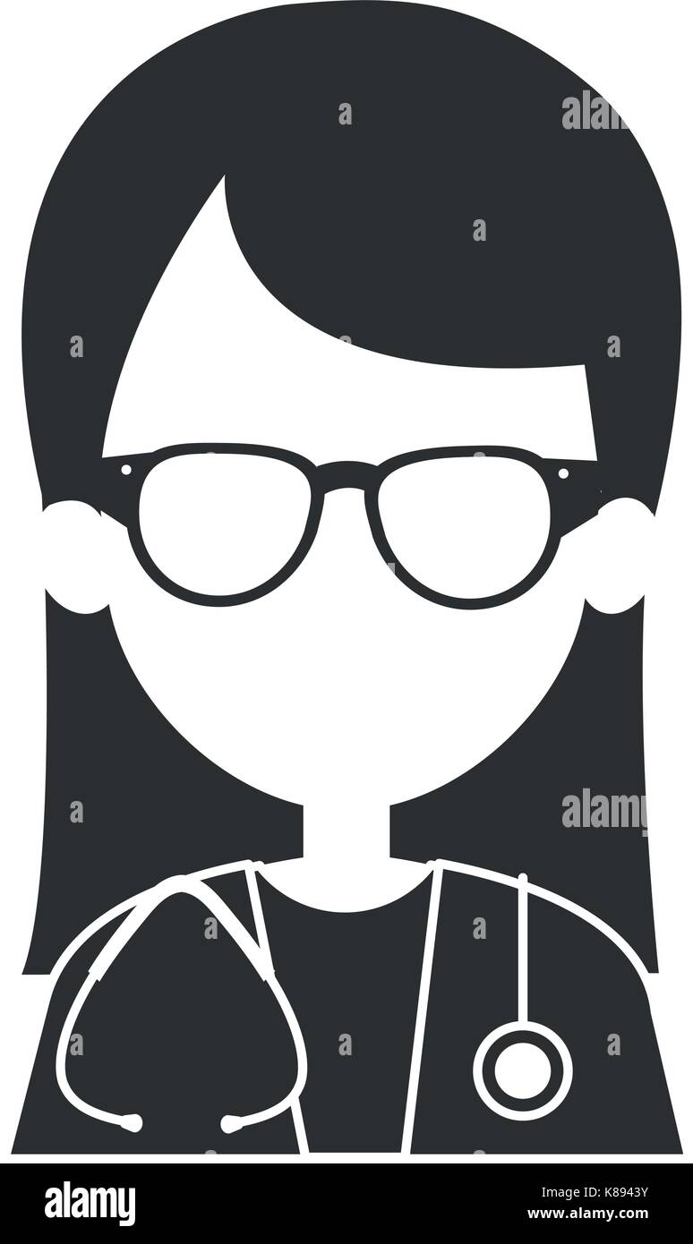 female doctor with stethoscope avatar character vector illustration ...