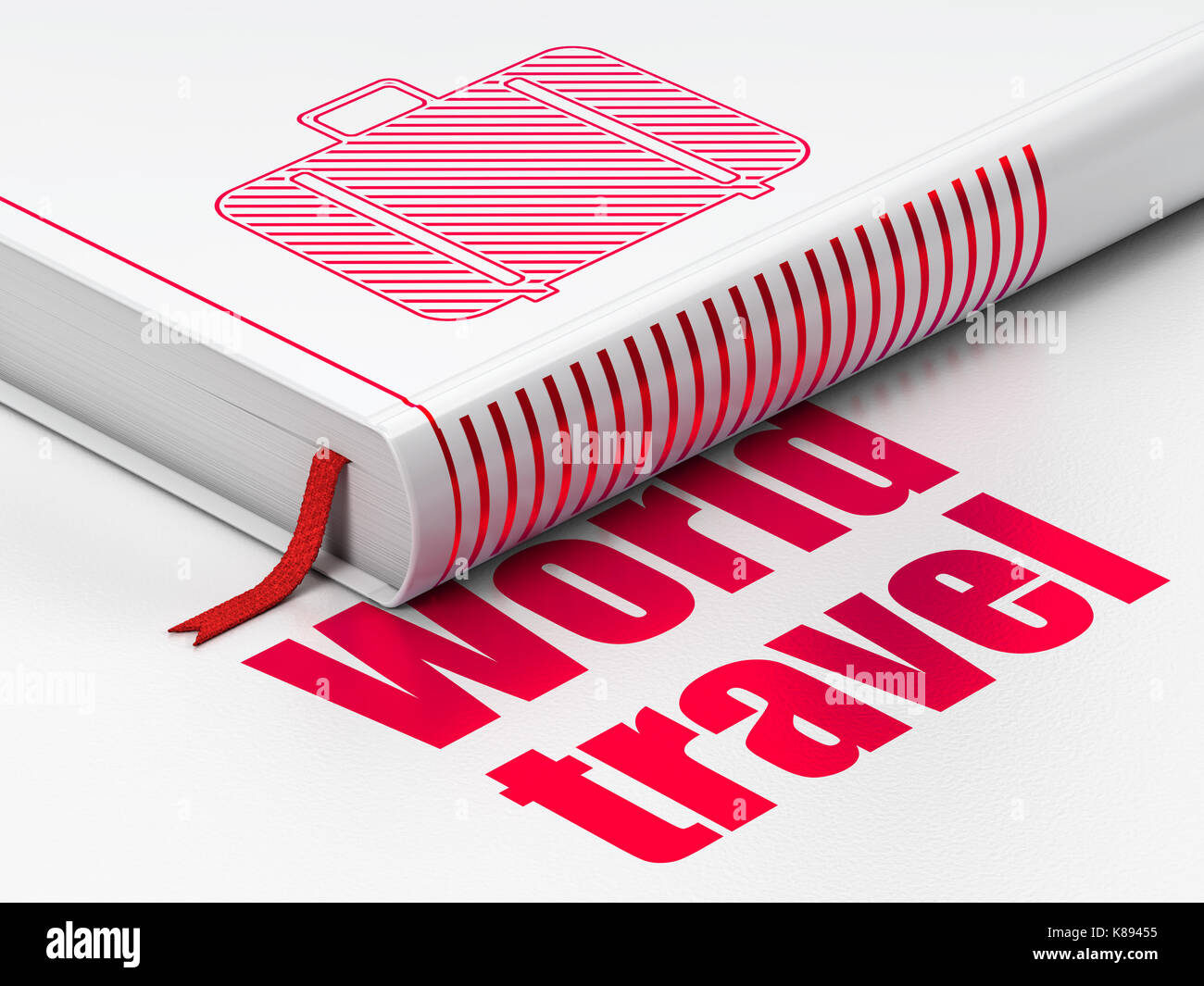 Travel concept: book Bag, World Travel on white background Stock Photo ...