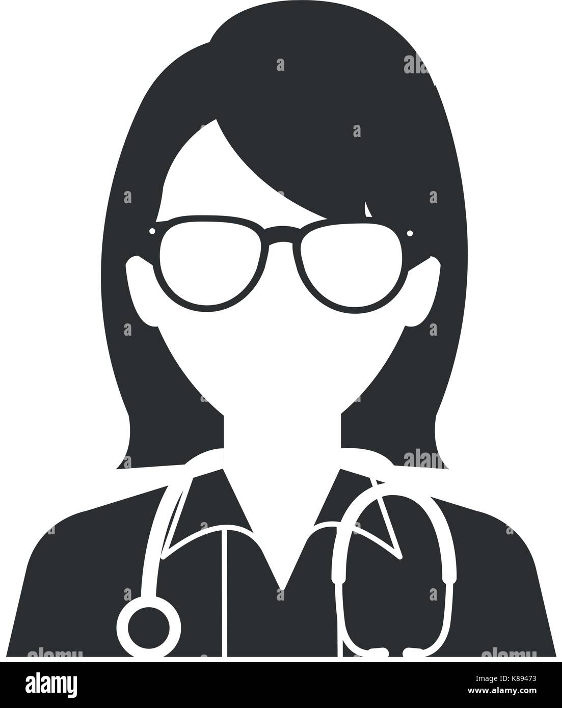 female doctor with stethoscope avatar character vector illustration ...