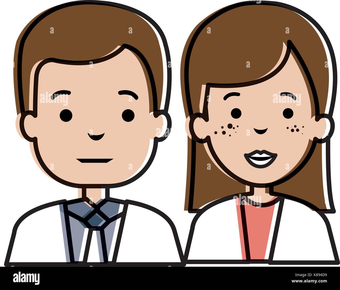 doctors couple with stethoscope avatars characters vector illustration ...