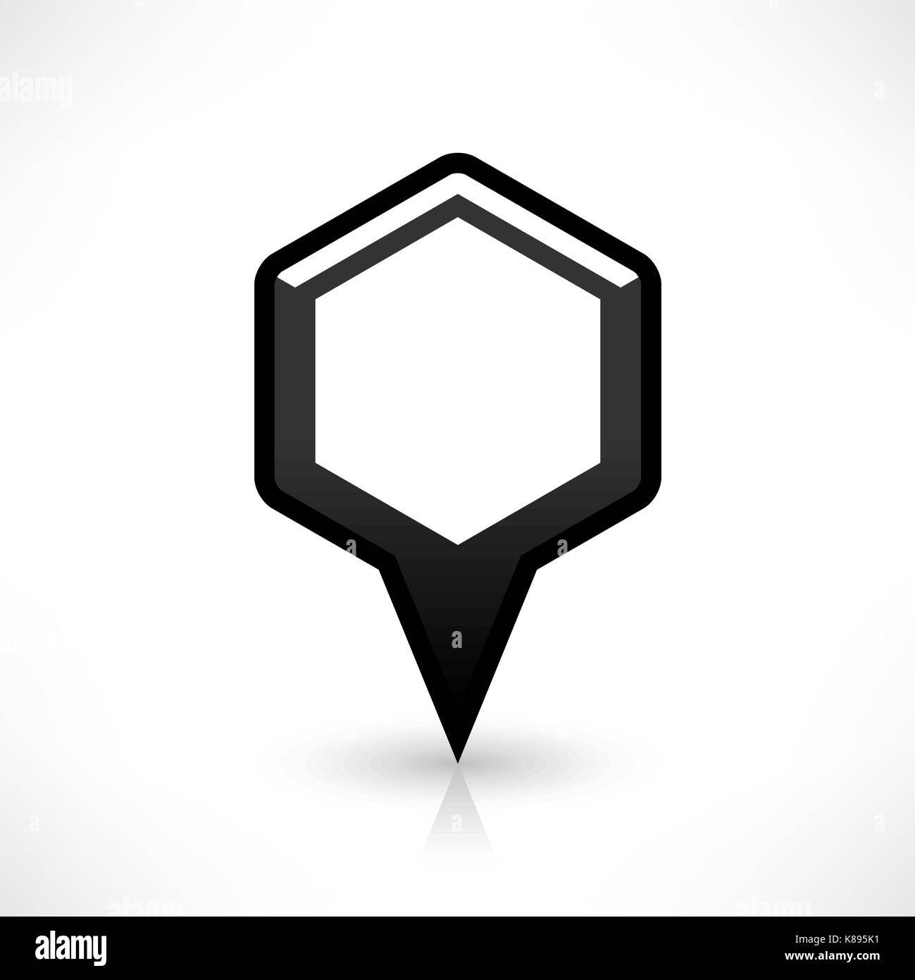 Blank map pin location sign rounded hexagon icon in flat style. Empty ...