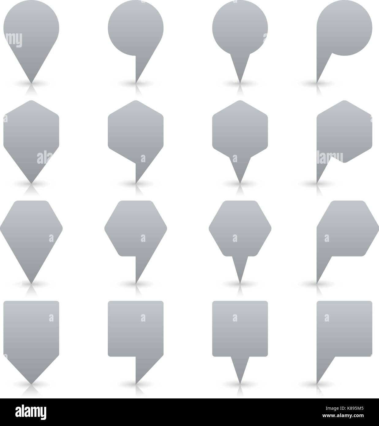 Gray map pin sign location icon with gray shadow and reflection on ...